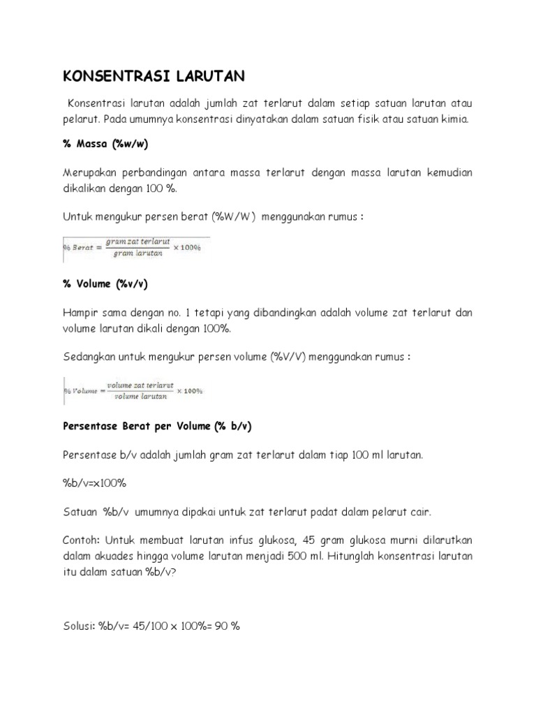 Konsentrasi Larutan | PDF | Seni & Disiplin Bahasa | Kesehatan Holistik