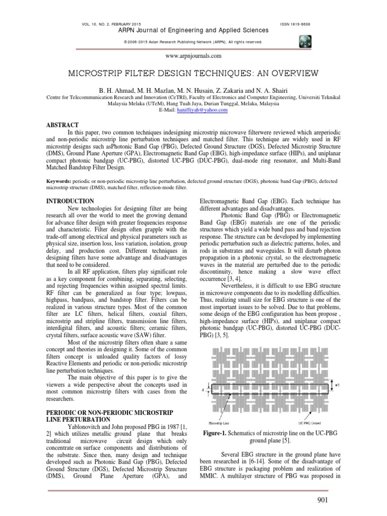 Microstrip Filter Design Techniques: An Overview: B. H. Ahmad, M. H ...