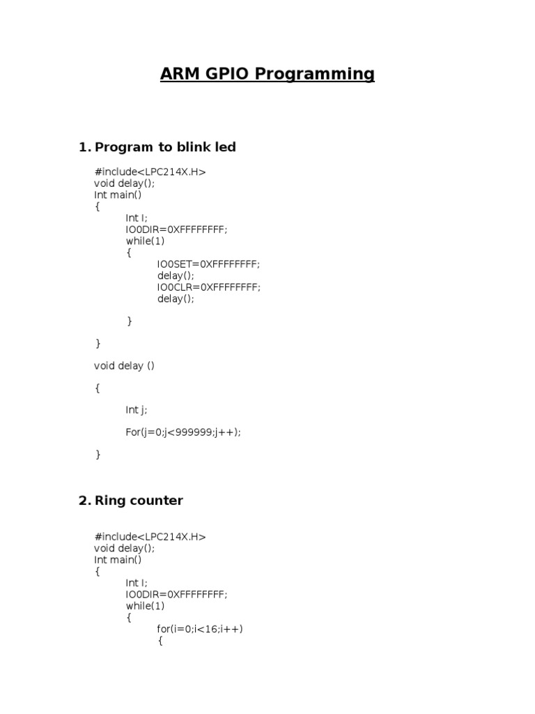 ARM GPIO Programming | PDF