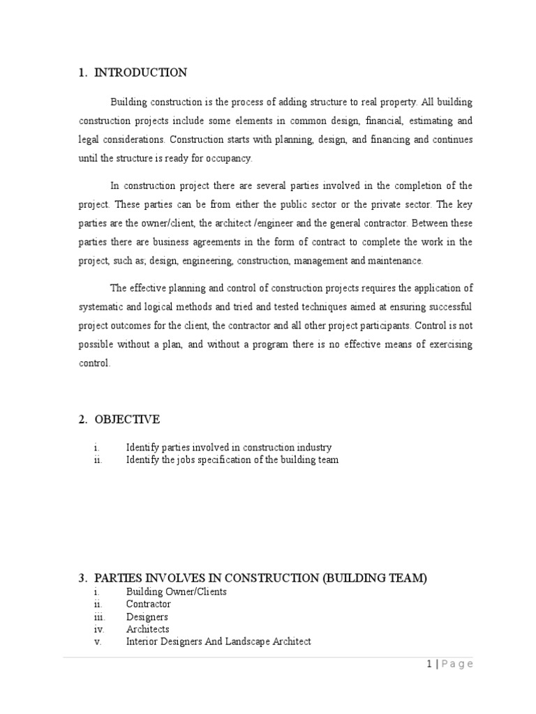 Construction Team Roles and Responsibilities | PDF | Architect ...