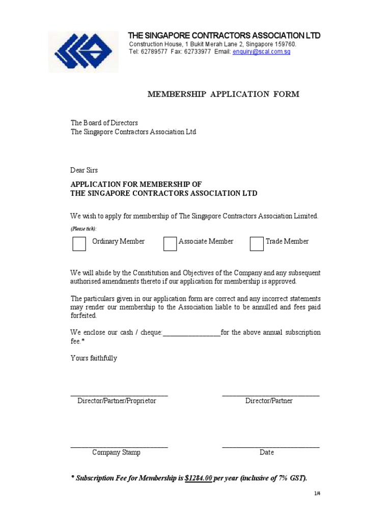 SCAL Membership Application Form | PDF | Partnership | Legal Personality