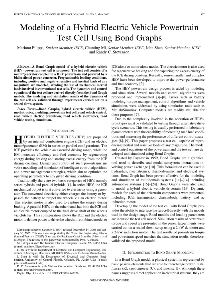Modeling of A Hybrid Electric Vehicle Powertrain Test Cell Using Bond ...