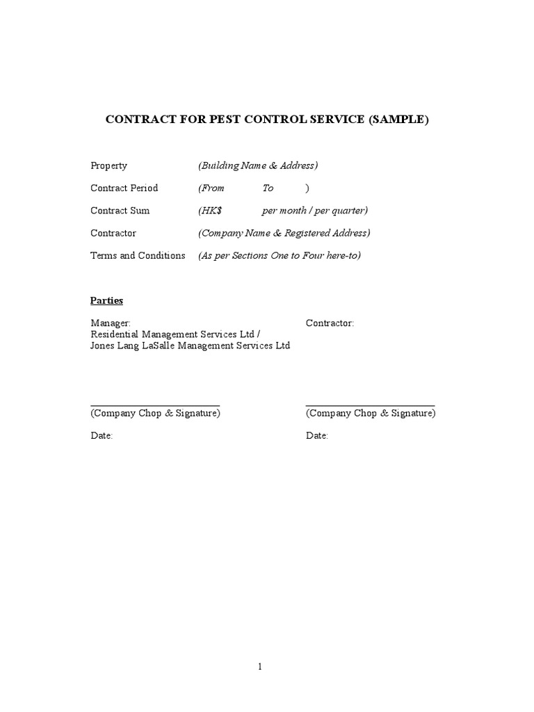 Pest Control Service Contract Template | PDF | Independent Contractor ...