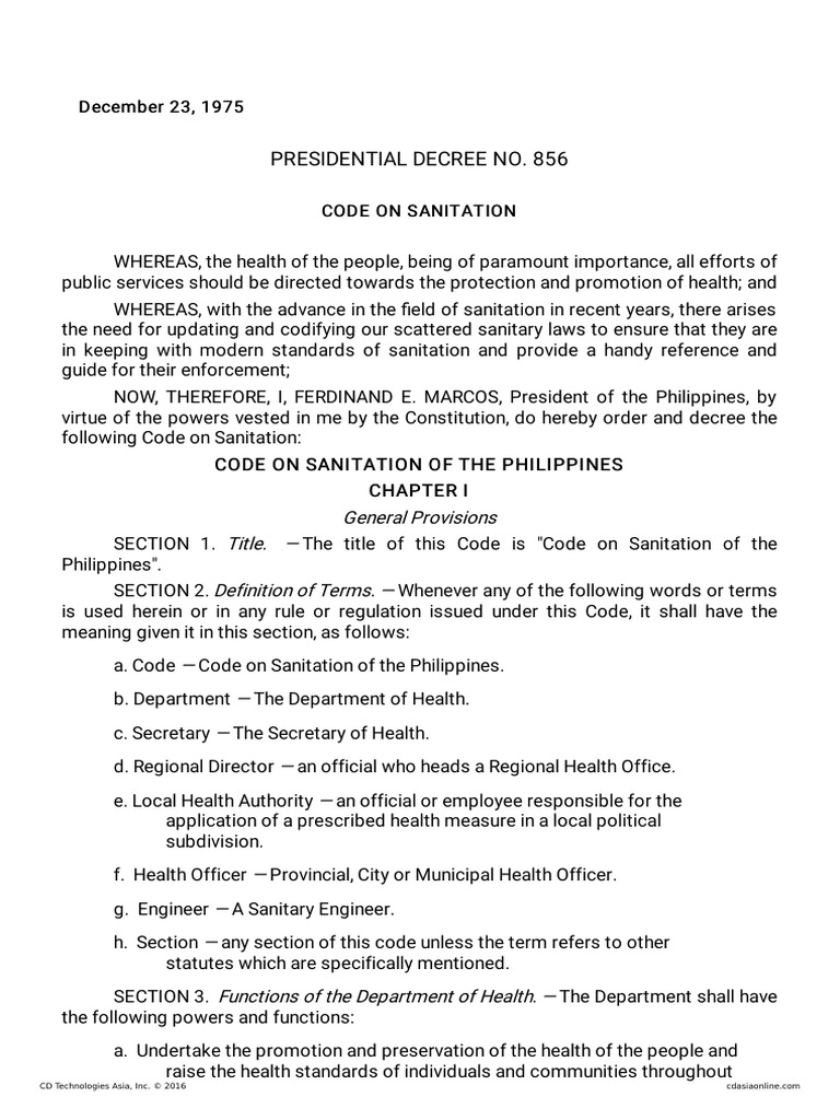 PD 856 | PDF | Lighting | Sanitation