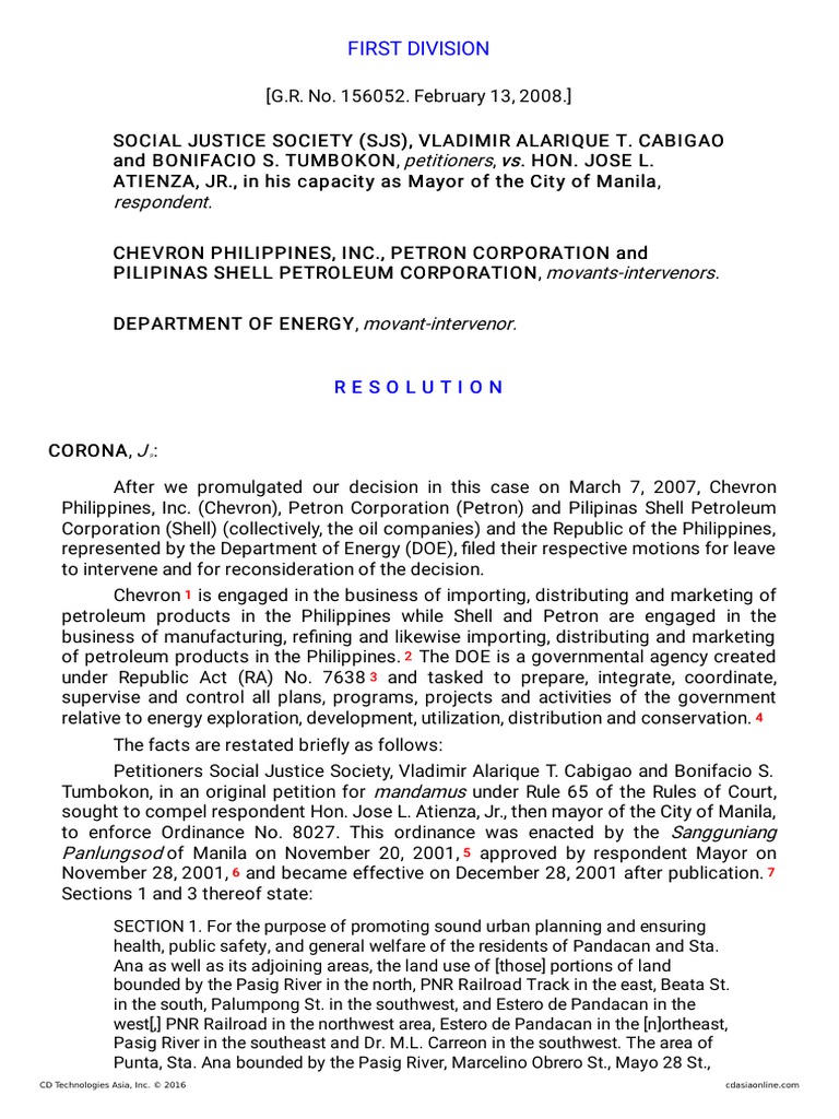 SJS v Atienza | Intervention (Law) | Injunction