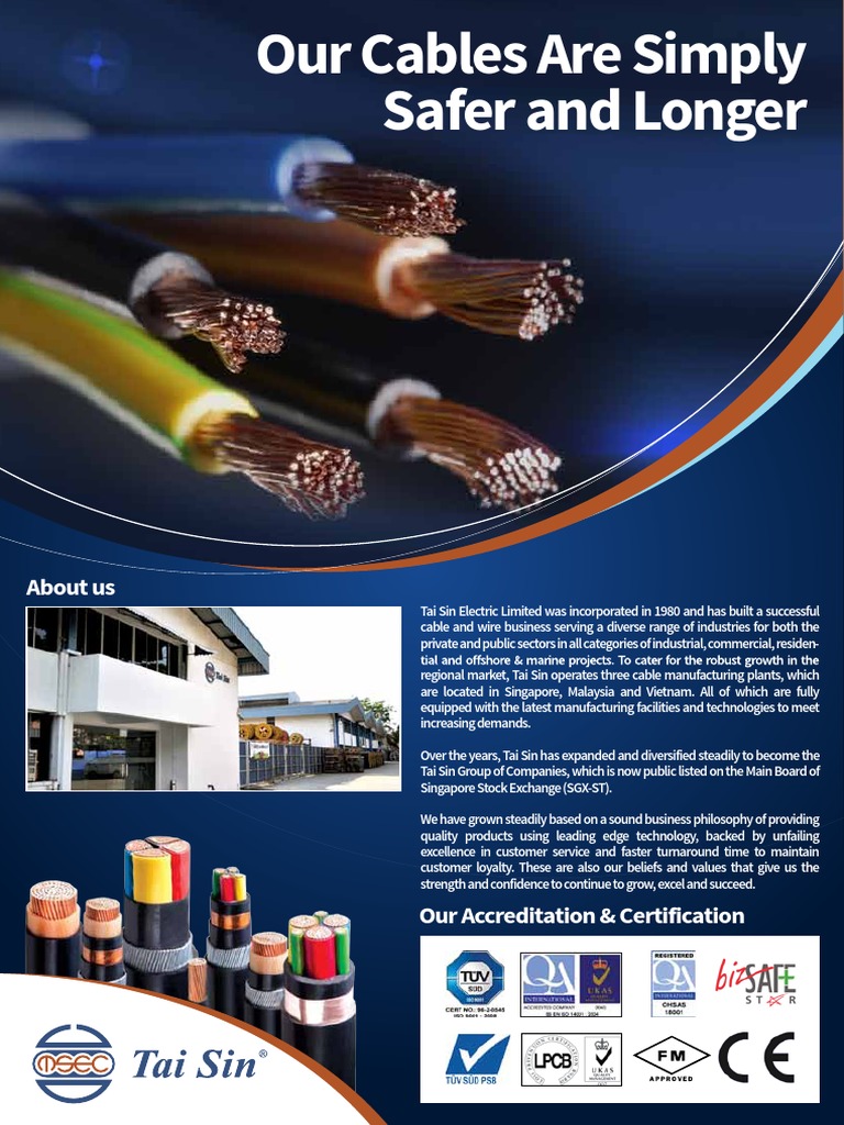 Tai Sin Electric Cable Overview | PDF | Wire | Polyvinyl Chloride