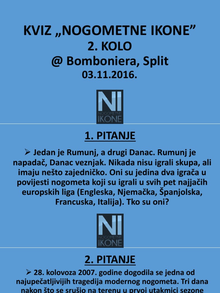 Kviz Nogometne Ikone 03.11.2016 PDF | PDF