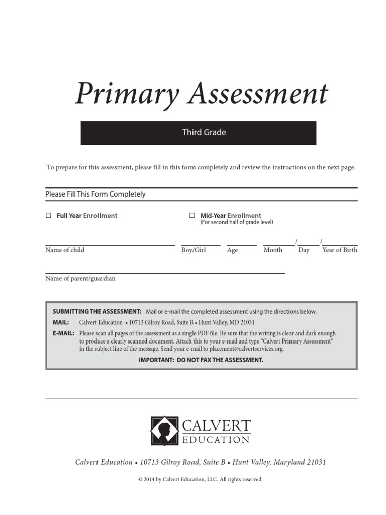 Primary Assesment 3rd GR | PDF | Educational Assessment