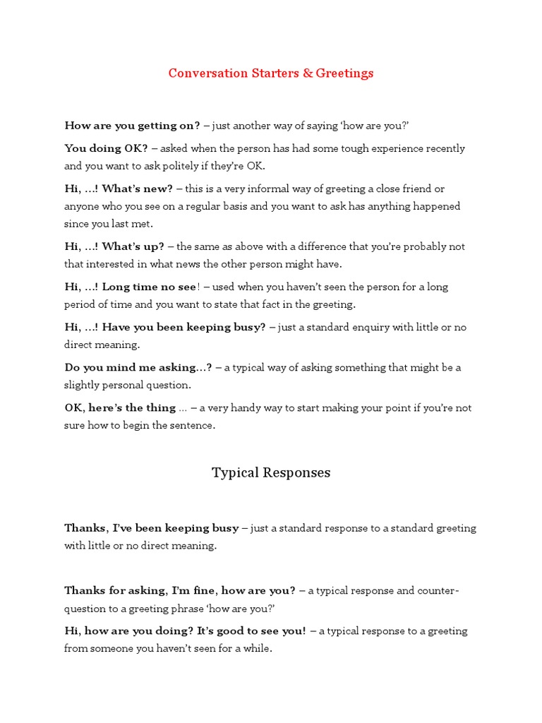 Conversation Speech | PDF | Question | Idiom