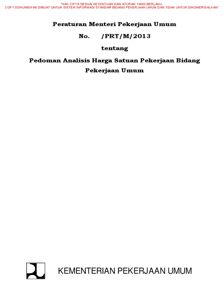 Pedoman Ahsp Bidang Pekerjaan Umum 2013 | PDF