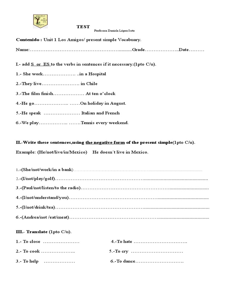 Present Simple Exercises Worksheet | PDF