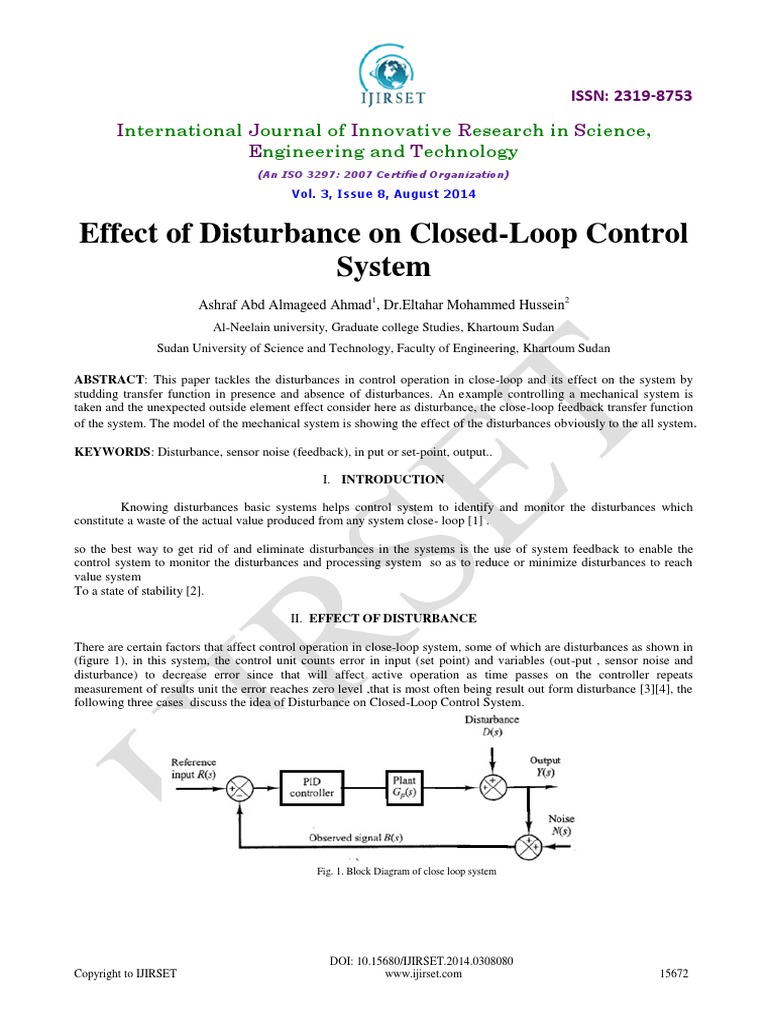 Effect of Disturbance On Closed-Loop Control System | PDF | Control ...