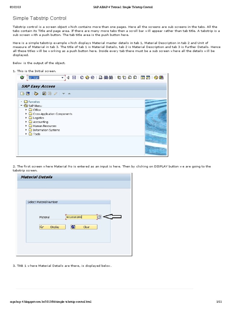SAP ABAP 4 Tutorial - Simple Tabstrip Control | PDF | Computer Programming | Computing