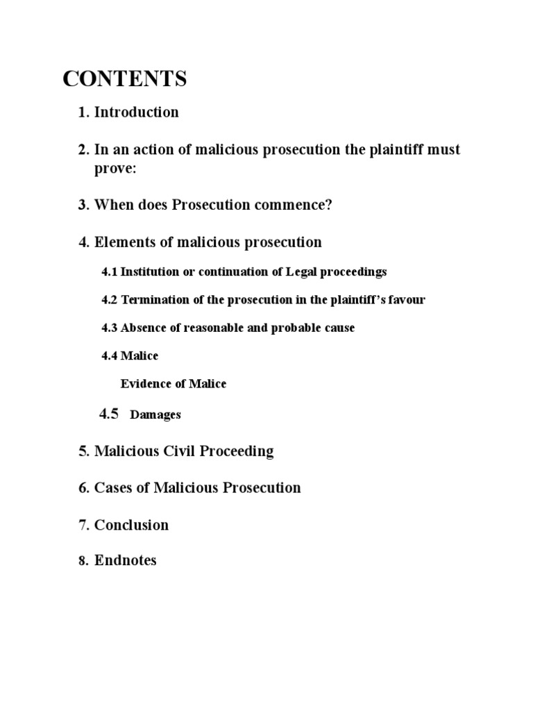 Elements of Malicious Prosecution Explained | PDF | Malicious ...
