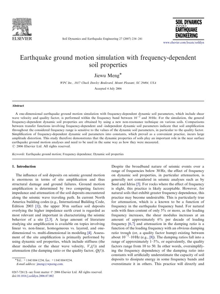 The Importance of Frequency-Dependent Dynamic Soil Properties in Earthquake Ground Motion ...