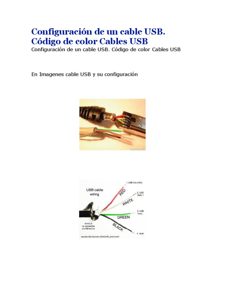 Configuración y Colores de Cables USB | PDF