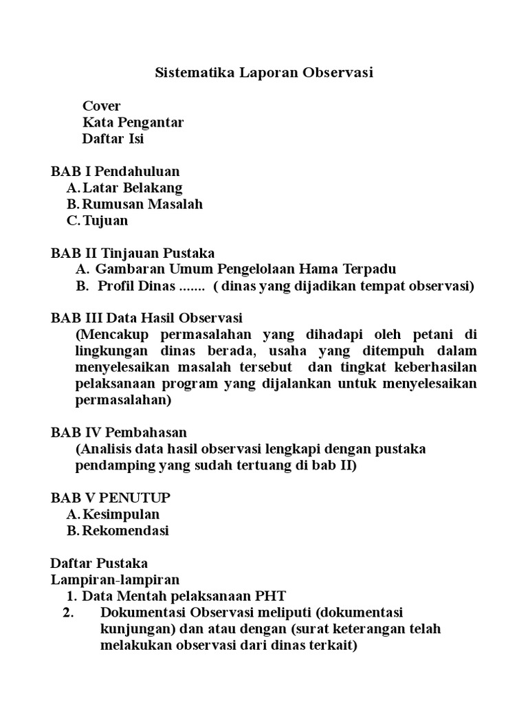 Sistematika Laporan Observasi Pengendalian Hayati | PDF | Kajian Bahasa Asing | Sains & Matematika
