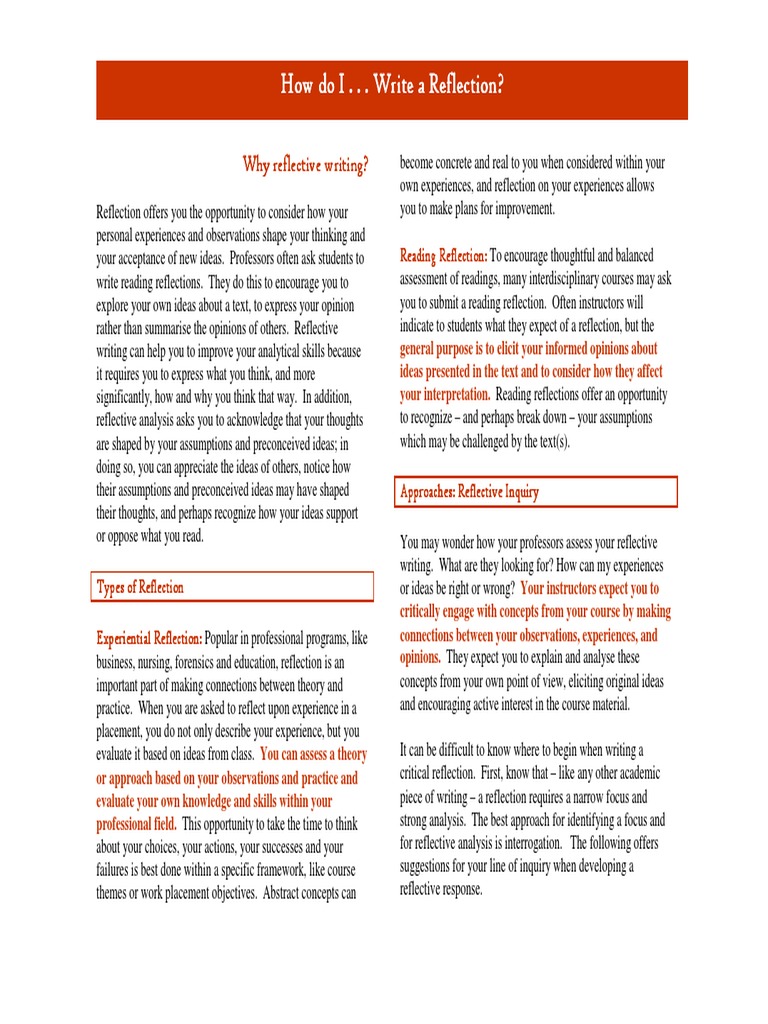 Benefits of Reflective Writing Techniques | PDF | Career & Growth