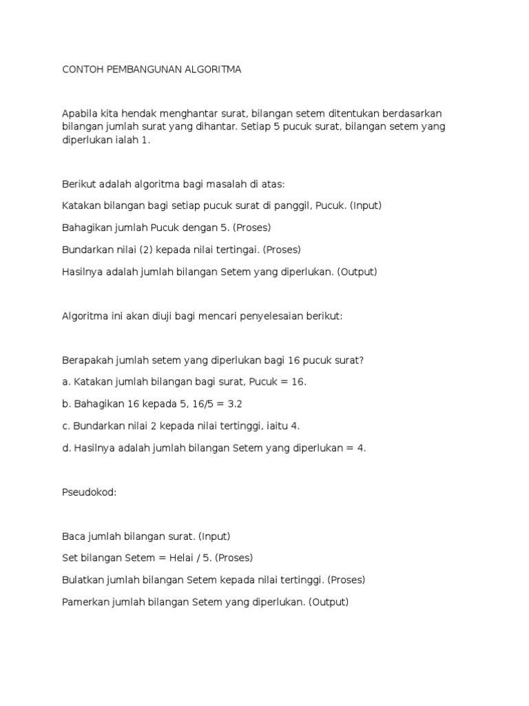 Contoh Pembangunan Algoritma | PDF