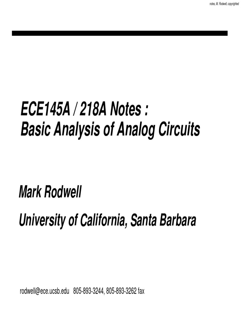 Analog Circuit Analysis | PDF | Electrical Engineering | Electronic ...