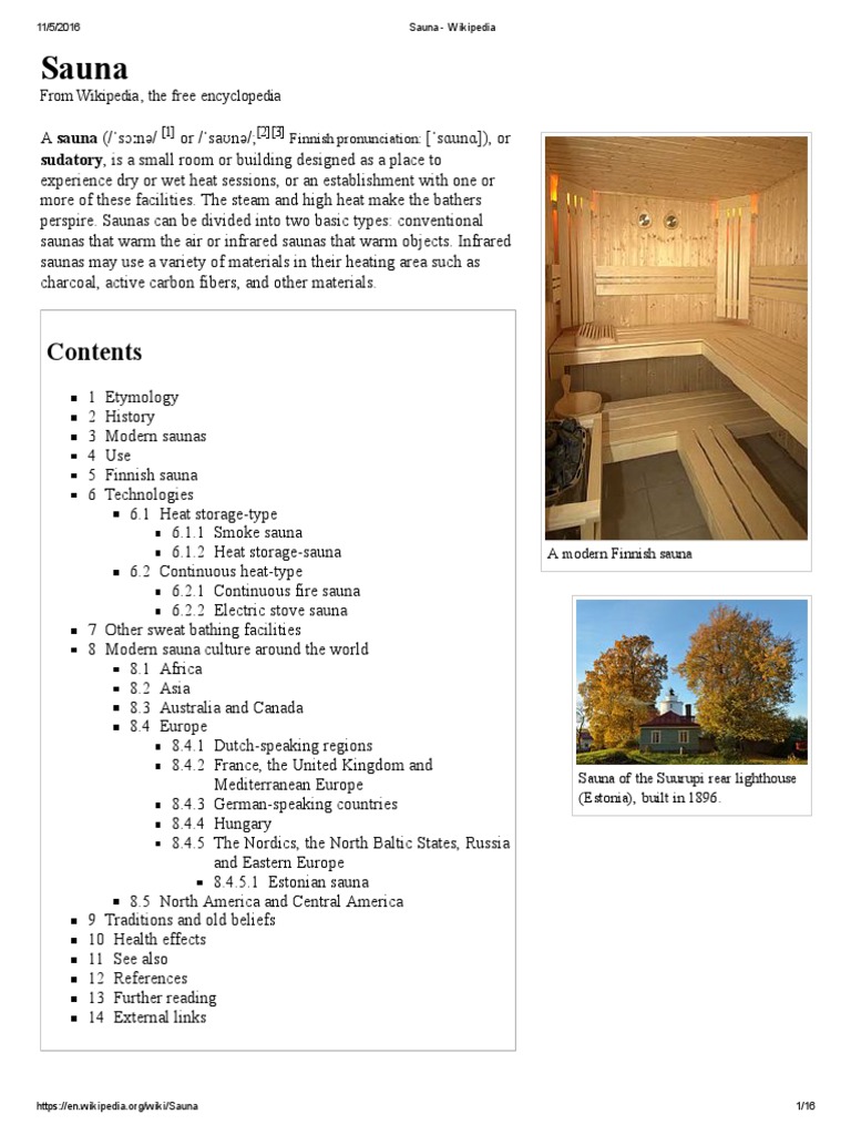 Sauna - Wikipedia | PDF | Hygiene | Leisure Activities