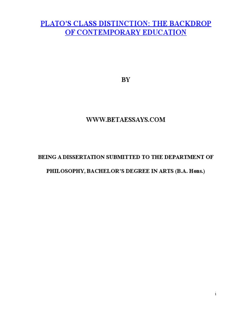 Plato's Class Distinction in Education | PDF | Social Stratification ...