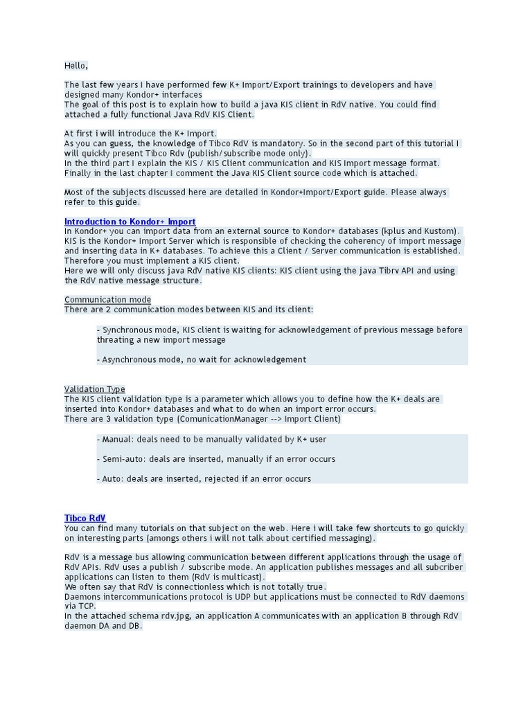 Tutorial Kplus Tibco Rv Pdf Java Programming Language Multicast