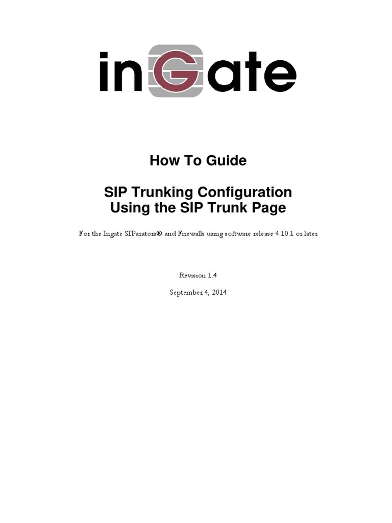 How To Sip Trunking Using The Sip Trunk Page Pdf Pdf Session Initiation Protocol Port