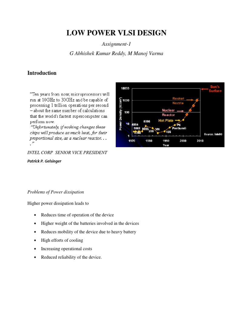 Low Power Vlsi Design: Assignment-1 G Abhishek Kumar Reddy, M Manoj ...