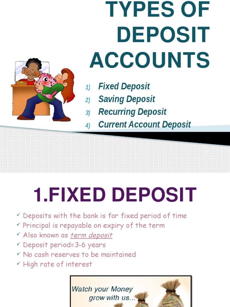 Fixed Deposit Saving Deposit Recurring Deposit Current Account Deposit ...