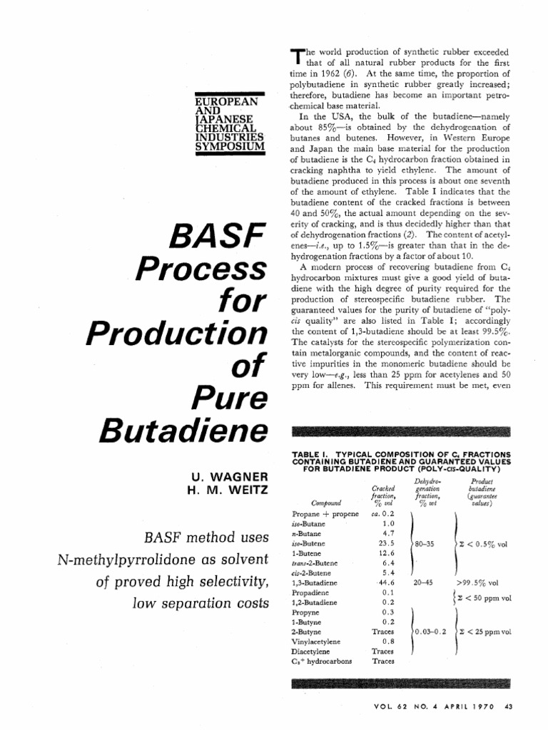 BASF Process Butadiene Separation | Cracking (Chemistry) | Distillation