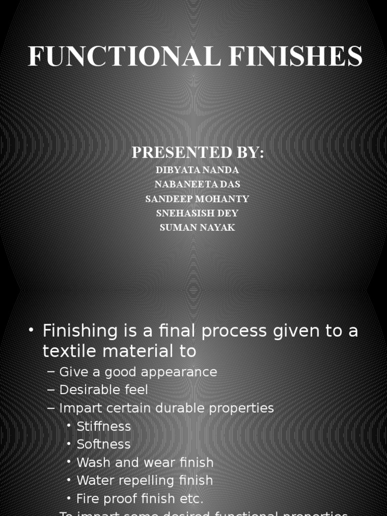 Textile Functional Finishes Guide | PDF | Textiles | Microorganism