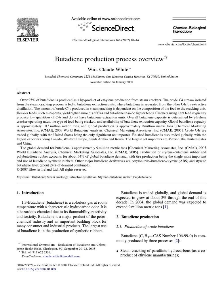 Butadiene Production Process Overview PDF | PDF