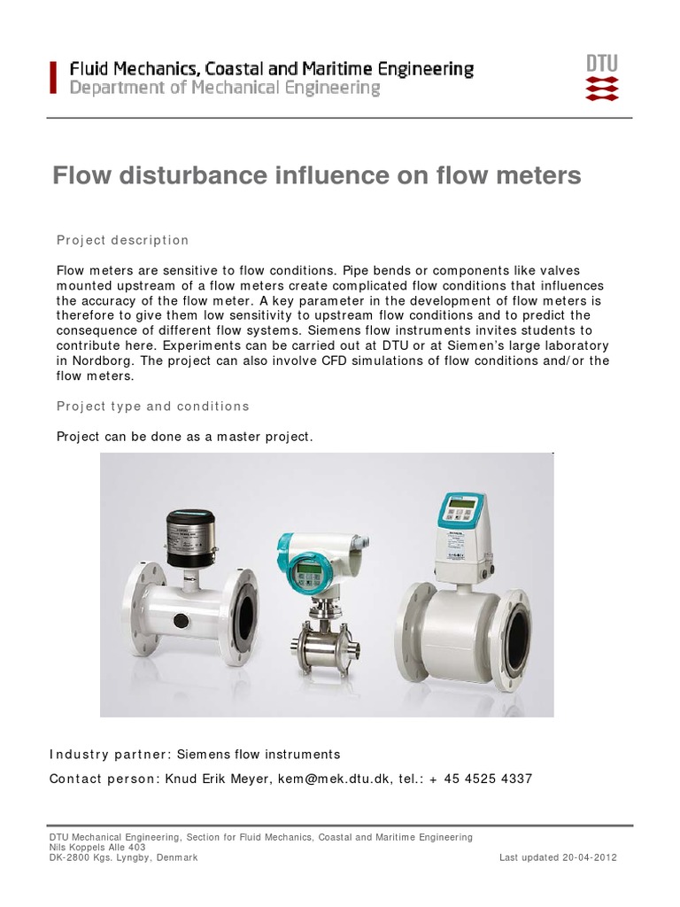 Flow Disturbance Influence On Flow Meters: Project Description | PDF