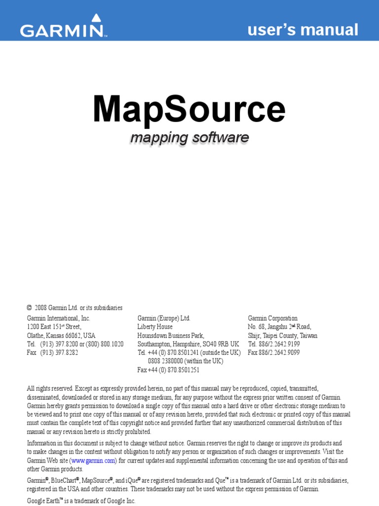 Garmin MapSource User Manual | PDF | Hydrography | Secure Digital
