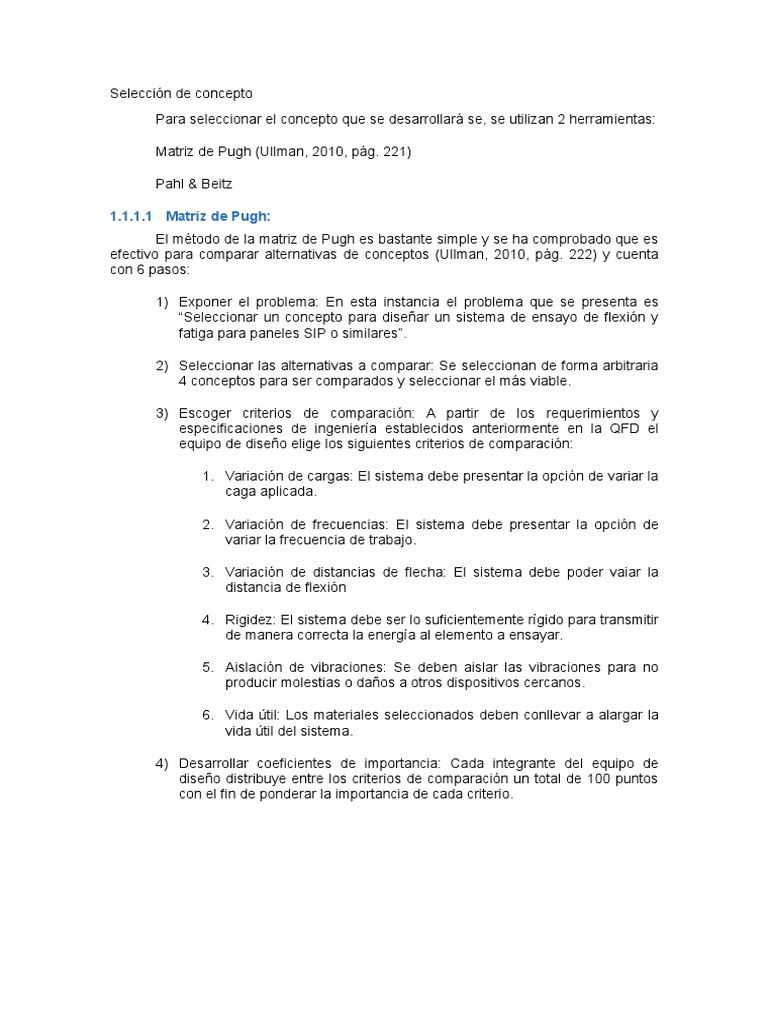 Matriz de Pugh | PDF | Science | Ingeniería