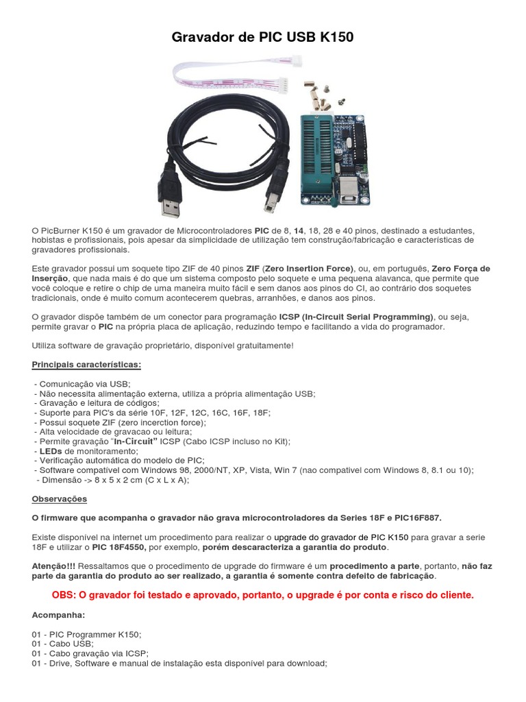 Tutorial Gravador de PIC USB K150 | PDF | Microsoft Windows | USB