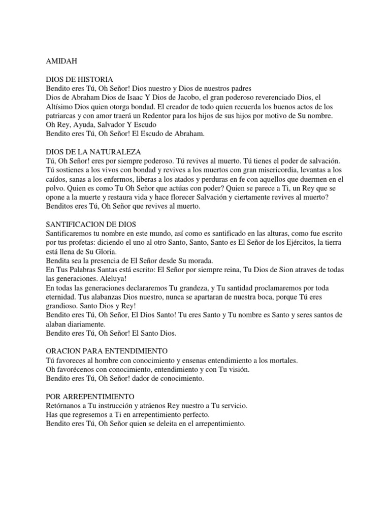 Oración Judía Amidá en Español | PDF | Bendición | Salvación