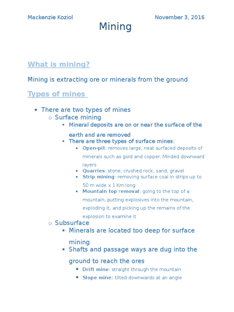 Mining Notes | PDF | Surface Mining | Mining