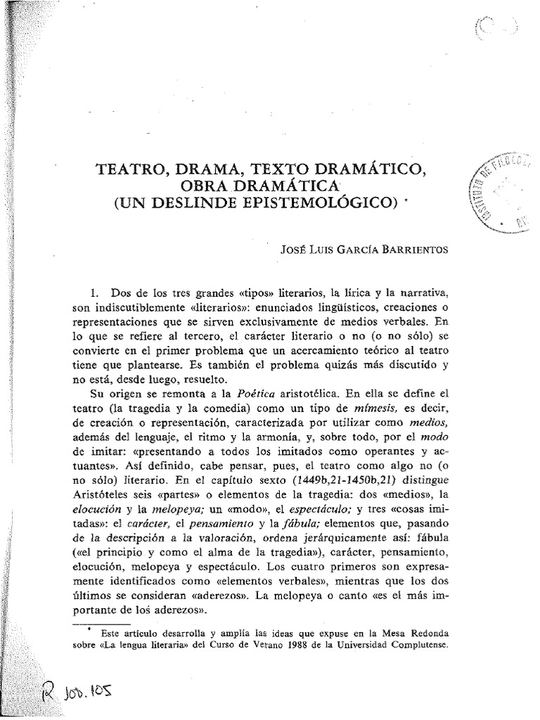 Teatro, Drama, Texto Dramático y Obra Dramática PDF | PDF | Teatro | Lingüística