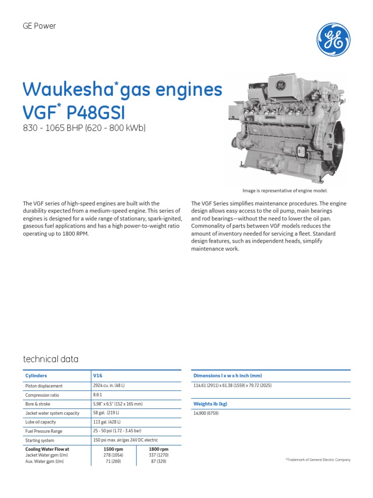 waukesha-vgf-p48gsi-product-sheet.pdf | General Electric | Engines