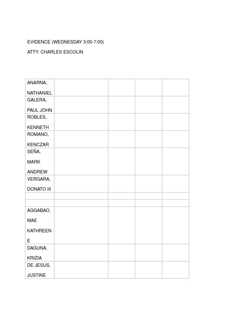 EVIDENCE (WEDNESDAY 3:00-7:00) Atty. Charles Escolin | PDF