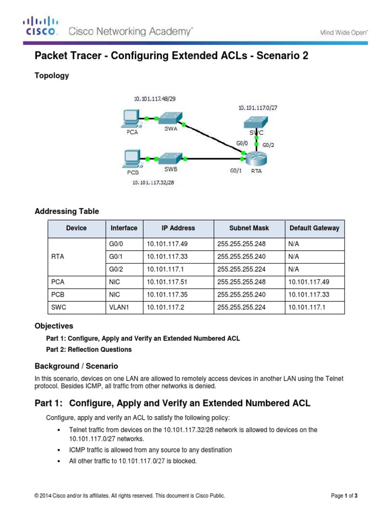 9.3.2.11 Configuring Extended ACLs Scenario 2 Instructions | PDF ...