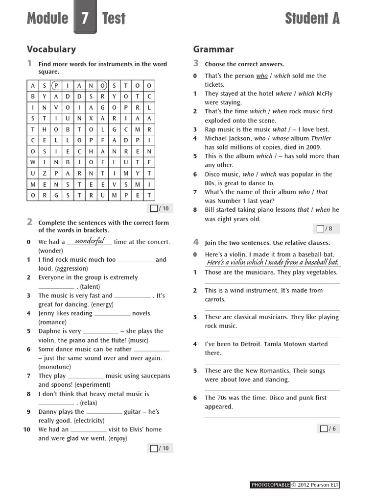 New Challenges 3 Test Module 7 | PDF | Rock Music | Entertainment