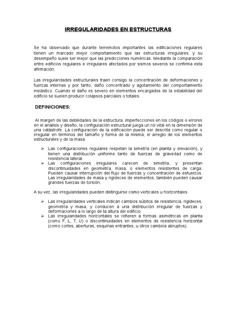 Irregularidades Estructurales en Edificaciones | PDF | Rigidez | Inteligencia artificial