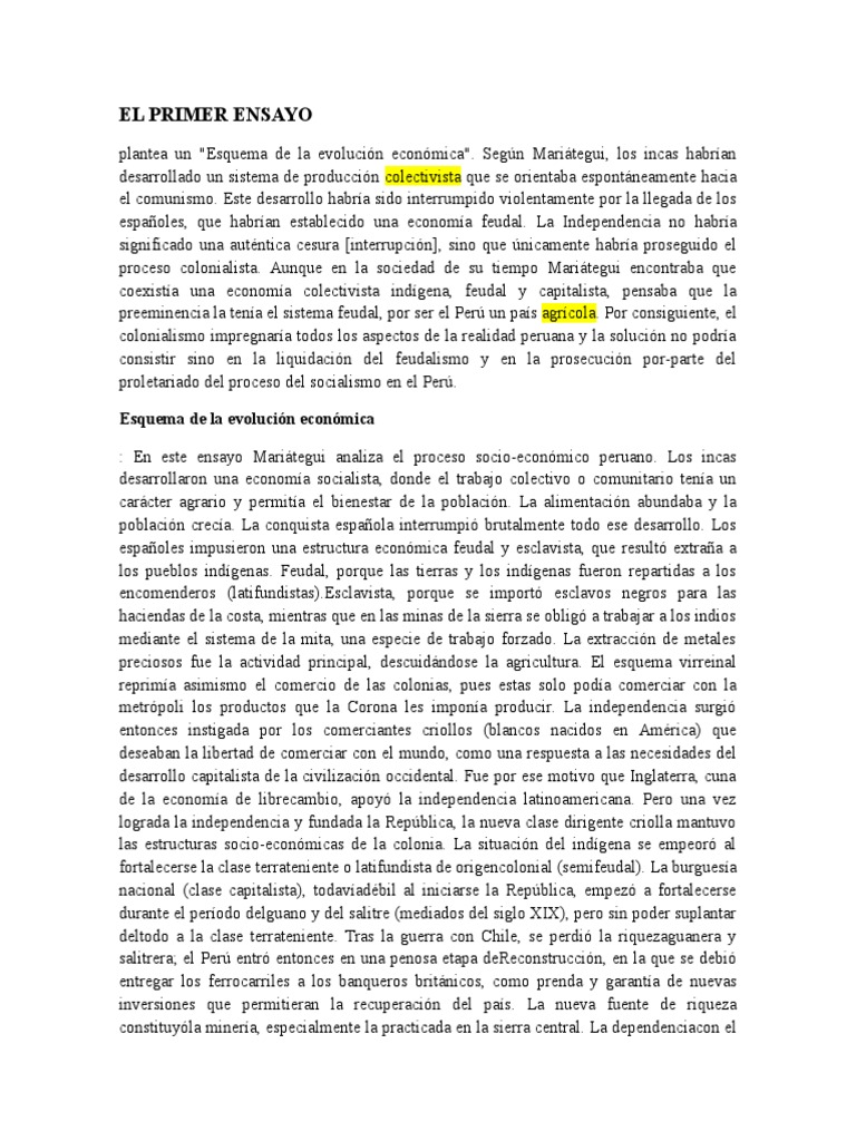 Resumen de Los 7 Ensayos | Perú | Política