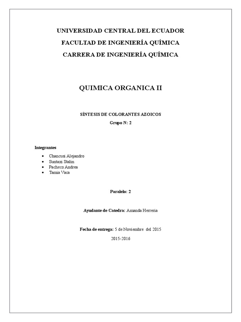 Colorantes Azoicos | PDF | Ácido clorhídrico | Compuestos químicos