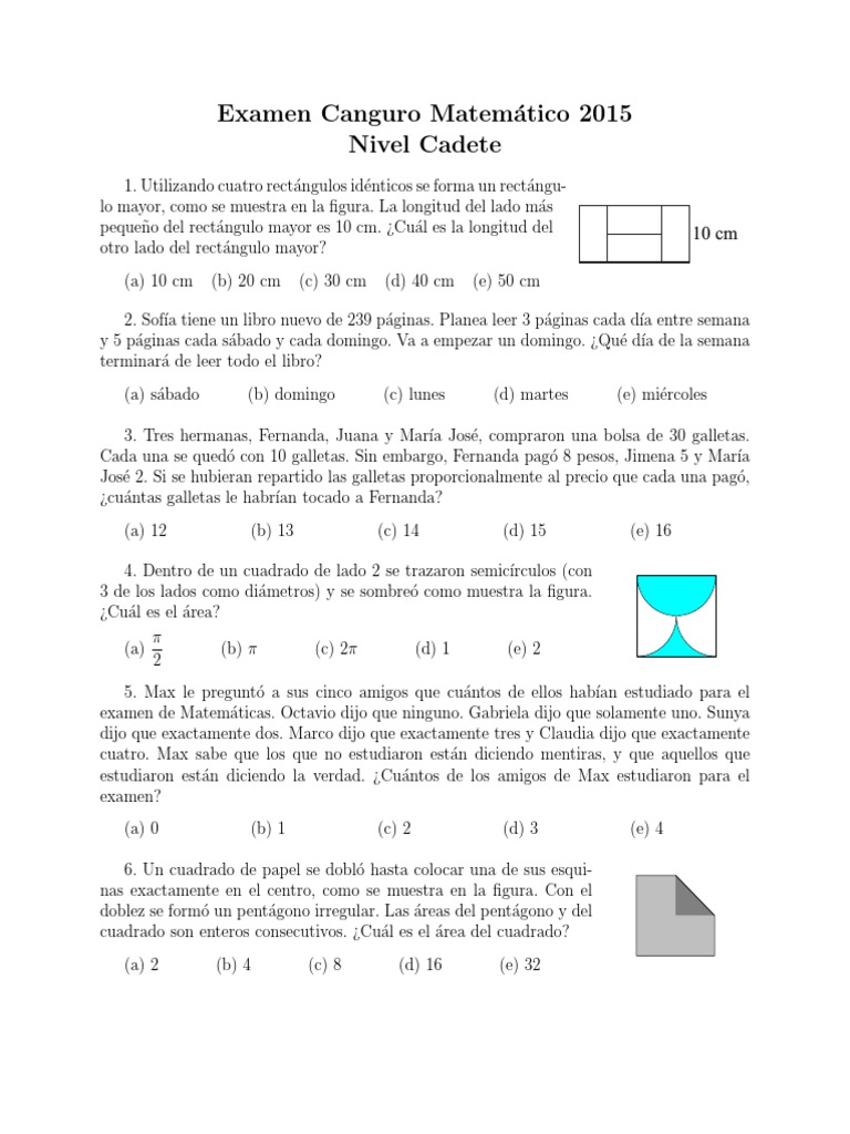 Examen De Las Olimpiadas 2015 Pdf Enseñanza De Matemática Ocio