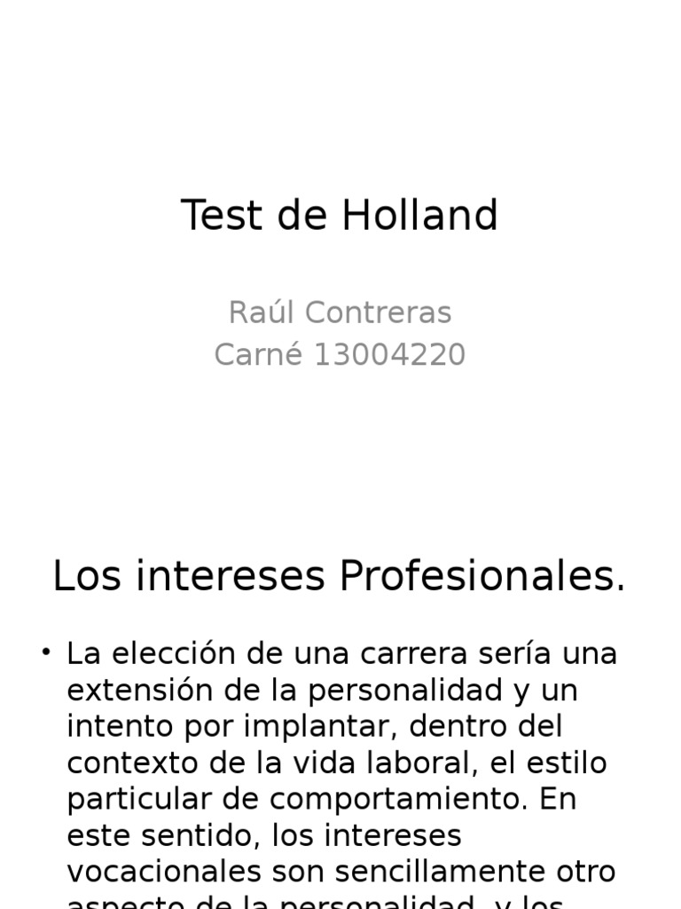 Test de Holland. | PDF | Estereotipos | Comportamiento