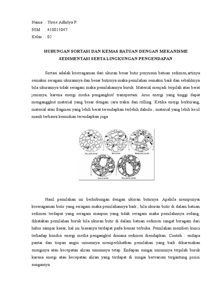 Hubungan Sortasi Dan Kemas Batuan Dengan Mekanisme Sedimentasi Serta ...